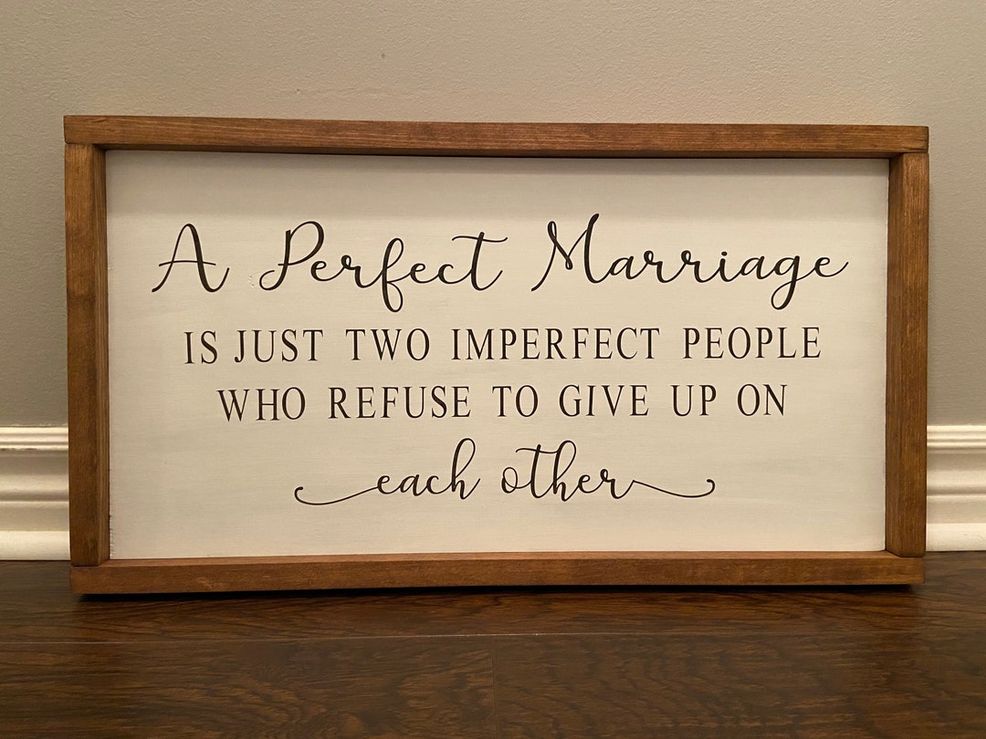 A PERFECT MARRIAGE, Wood Sign, Wedding Gift, Anniversary Gift, Family ...