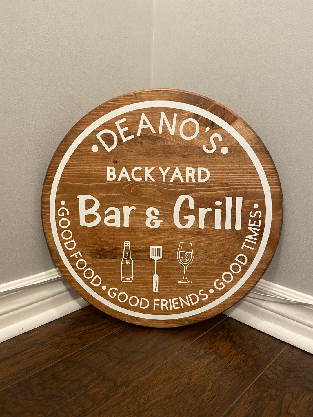 Personalized Bar Sign, BBQ Sign, Bar and Grill, Backyard Decor, Deck ...