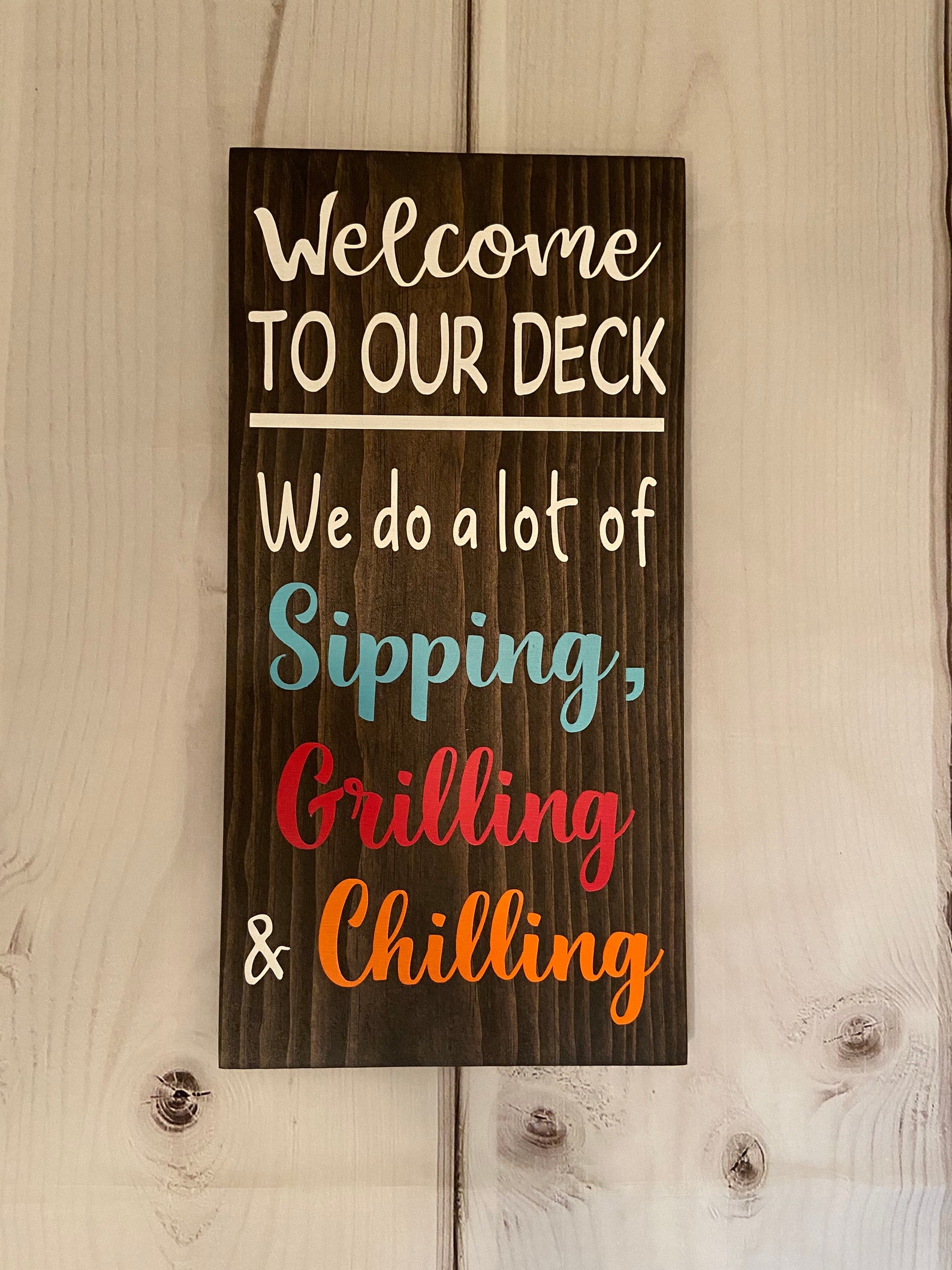 Welcome to Our Deck Sign, BBQ Sign, Bar Sign, Patio Sign, Bar Decor ...