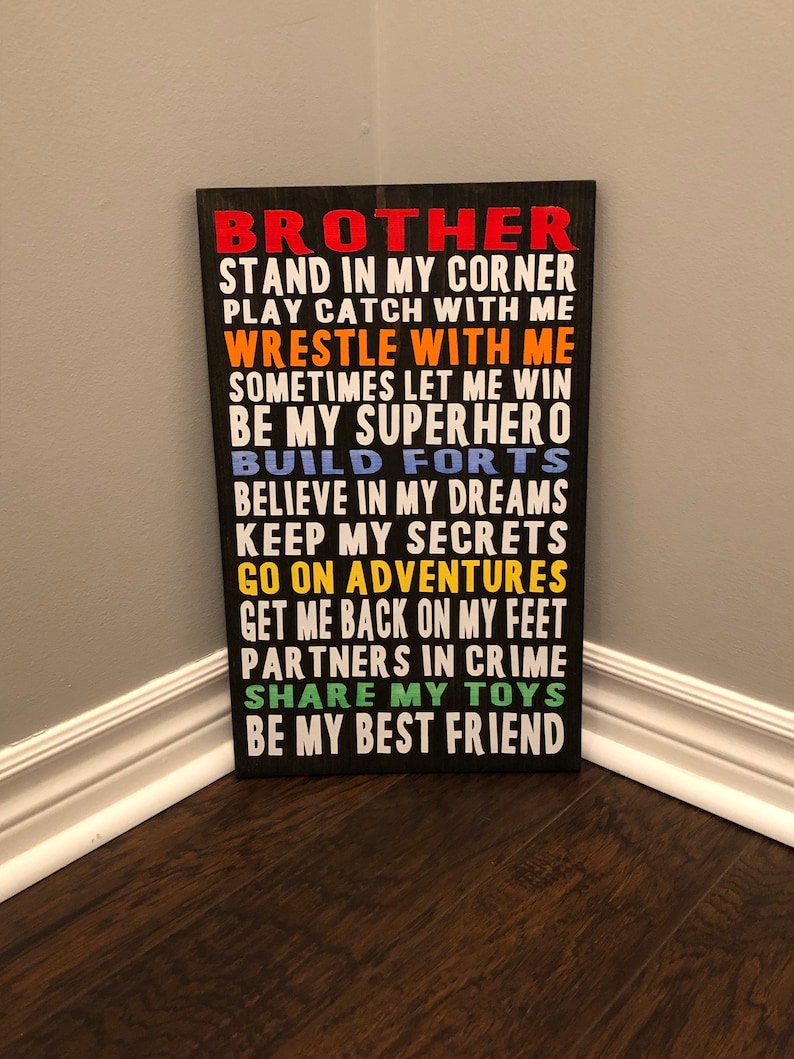 Brother Wood Sign Brother Sign Playroom Wall Art Sibling Wall Art ...