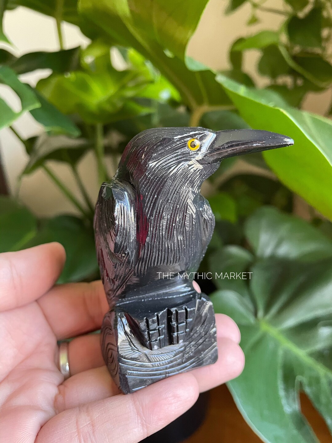 Raven Statue, Black Onyx Raven Figurine, Alter Decorations, Home Decor ...