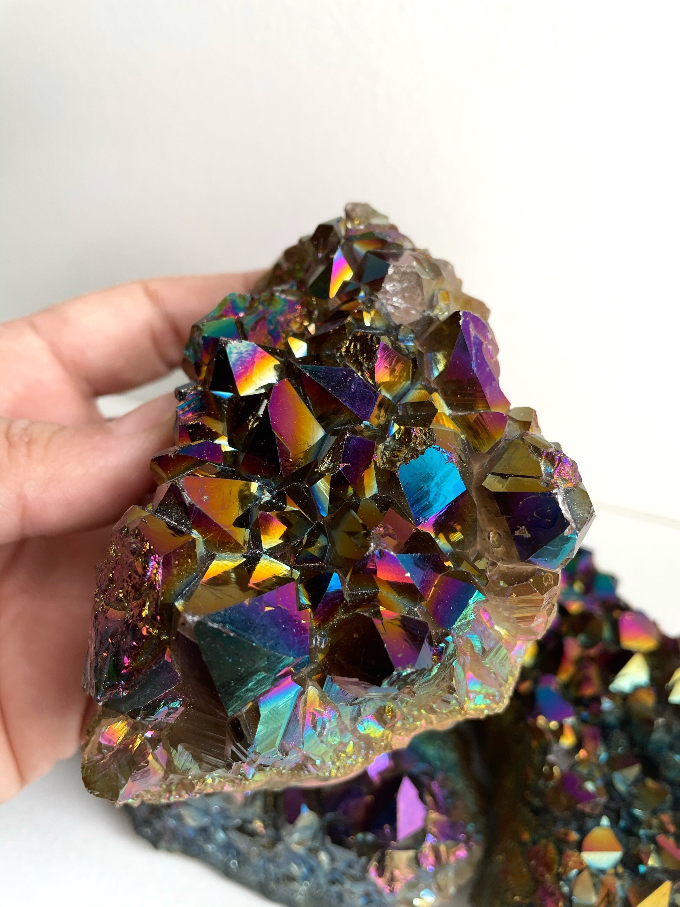 Titanium aura quartz crystal rainbow cluster chakra | Etsy