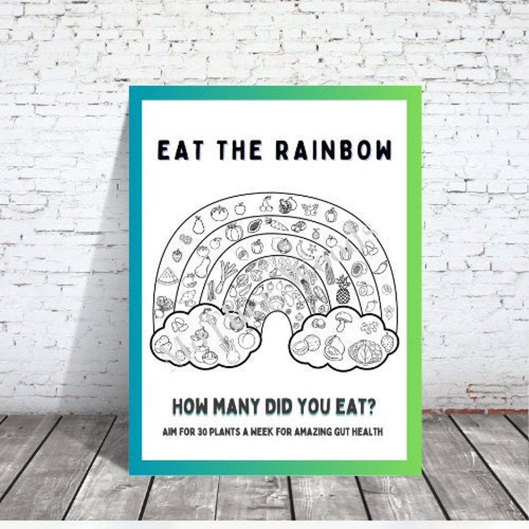 Eat the Rainbow, Food Tracker, Fruit Poster, Vegan Poster, Vegetable ...