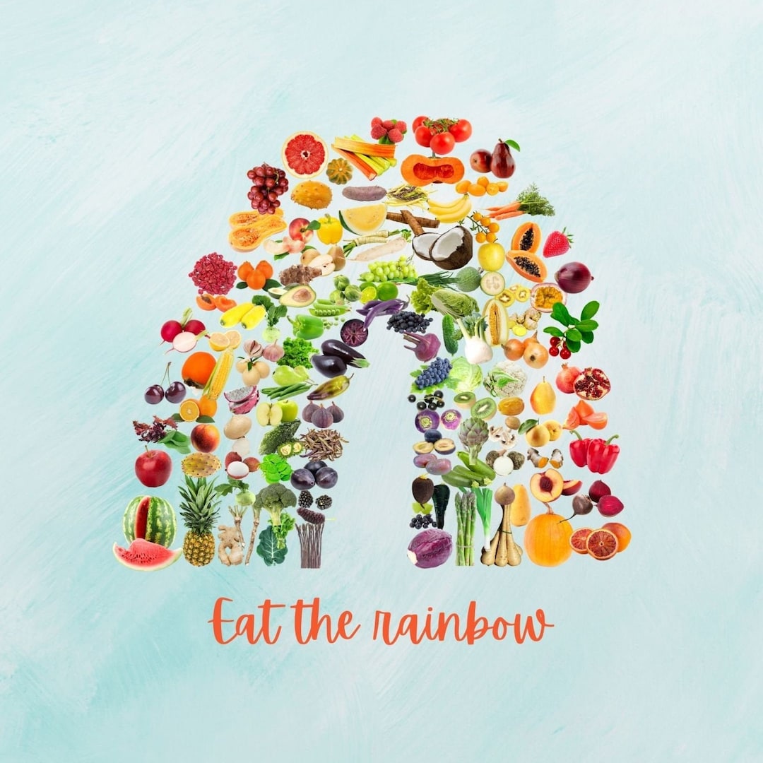 Eat the Rainbow Poster, Educational Print, Kitchen Decor, Fruits and ...