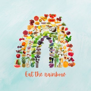 Eat the Rainbow Poster, Educational Print, Kitchen Decor, Fruits and ...