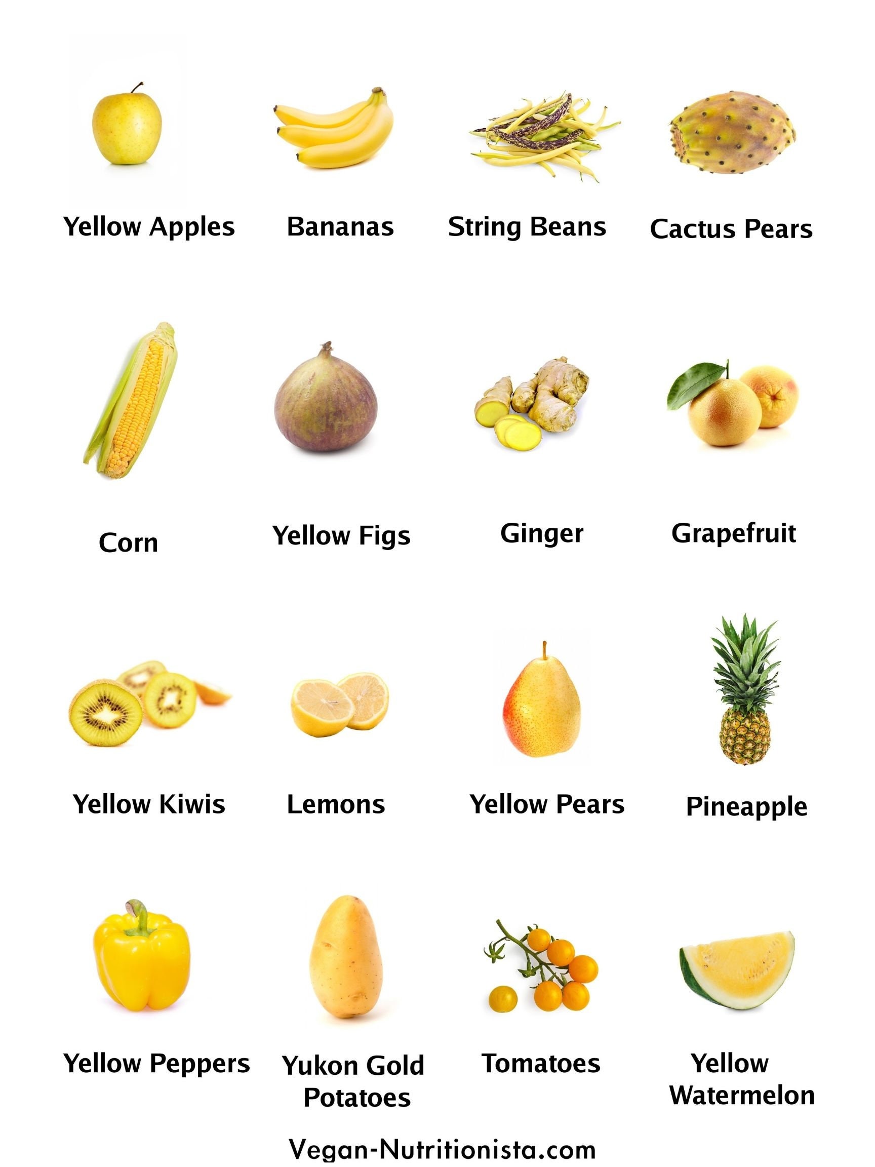 Yellow Fruits And Vegetables List