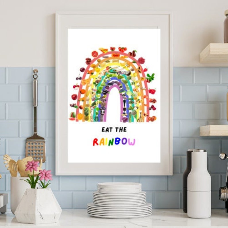 Fruits Poster: Eat the Rainbow, Printable Fruit Art, Vegetable Art ...