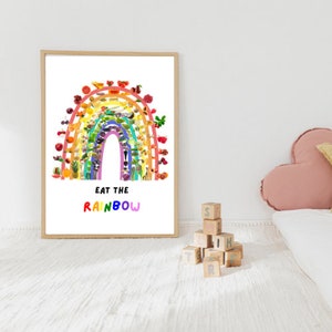 Fruits Poster: Eat the Rainbow, Printable Fruit Art, Vegetable Art ...