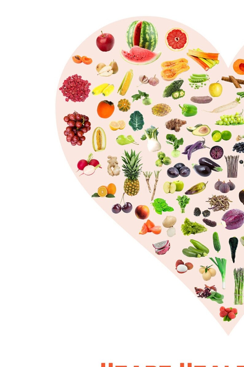 Heart Healthy Foods Print Heart Print Fruit and Vegetable - Etsy