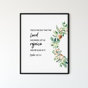 Psalm 118:24 Bible Verse Wall Art, Christian Wall Decor, Nursery Bible ...
