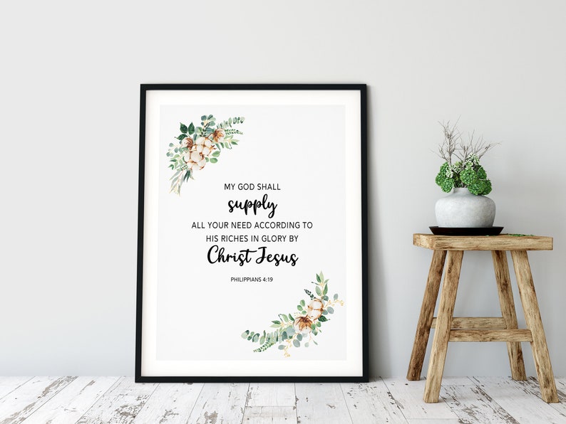 Philippians 4:19 Bible Verse Wall Art Christian Wall Decor - Etsy