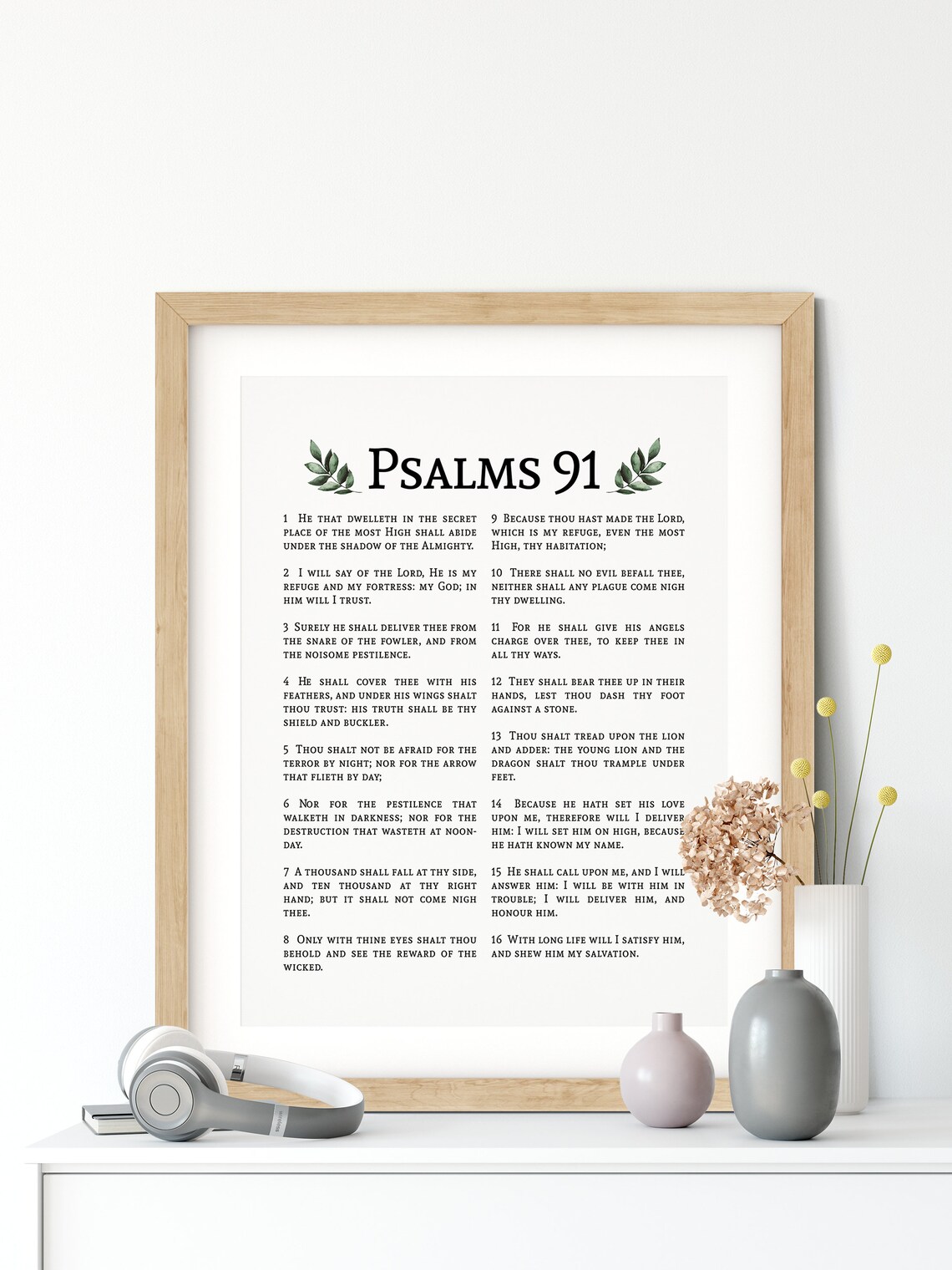 Psalms 91 KJV Bible Verse Wall Art, Nursery Bible Verse Decor ...