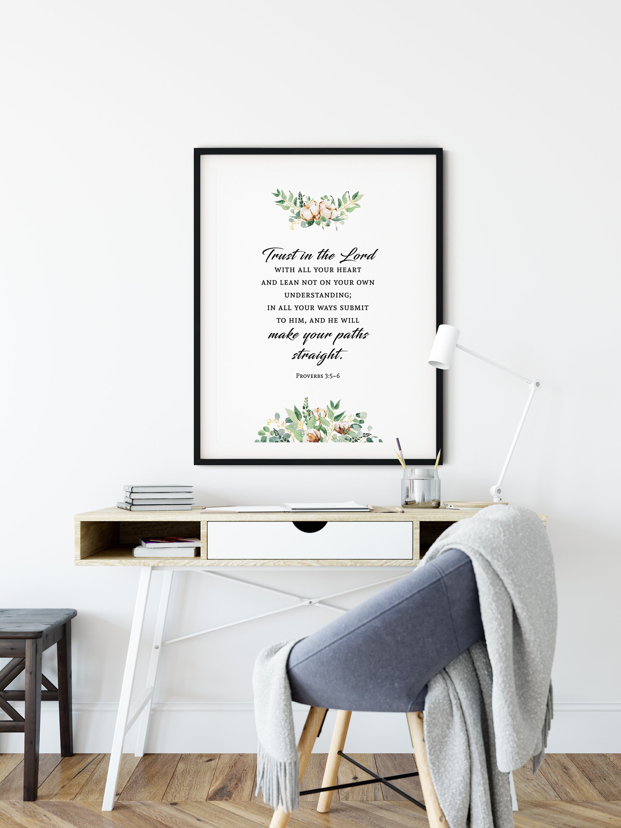Proverbs 3:5~6 Bible Verse Wall Art, Christian Gift, Bible Quote Wall ...