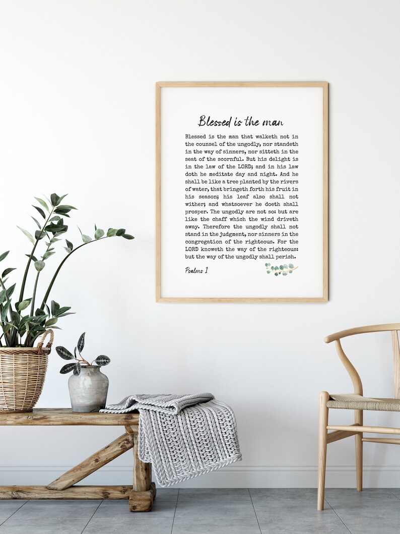 Psalms 1 Blessed is the Man Bible Verse Wall Art Printable - Etsy