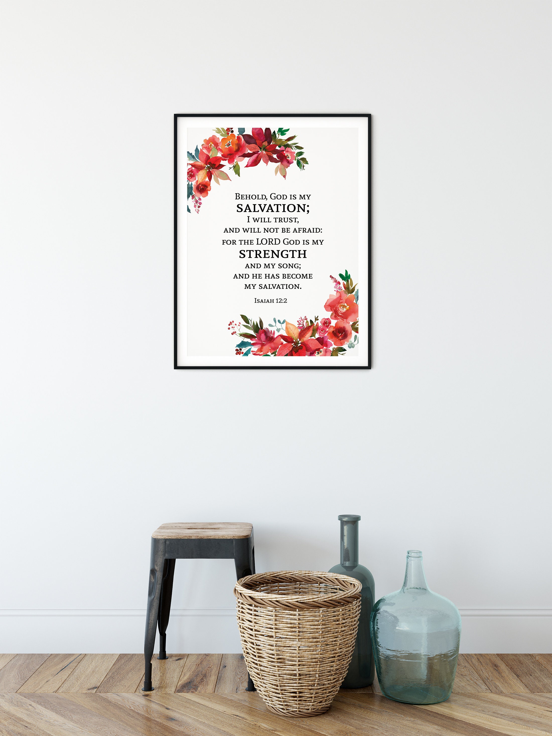 Isaiah 12:2 Bible Verse Wall Art, Nursery Bible Verse Wall Art ...