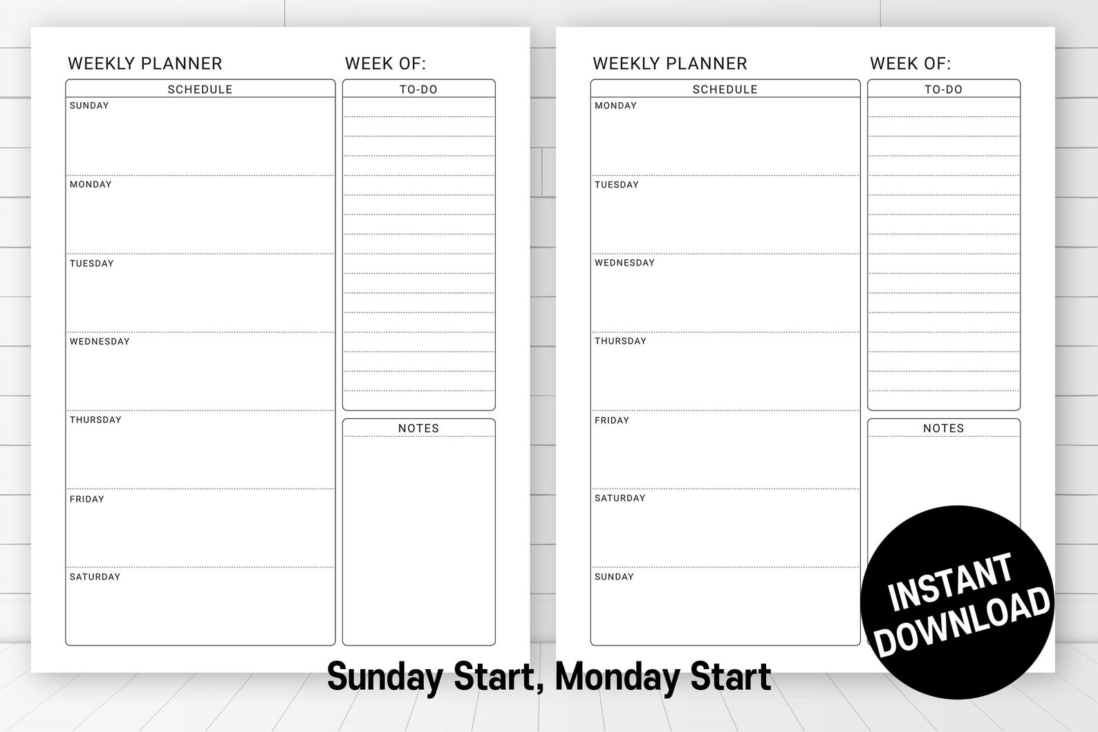 Printable Minimalist Weekly Planner, Weekly Schedule, Weekly Agenda ...