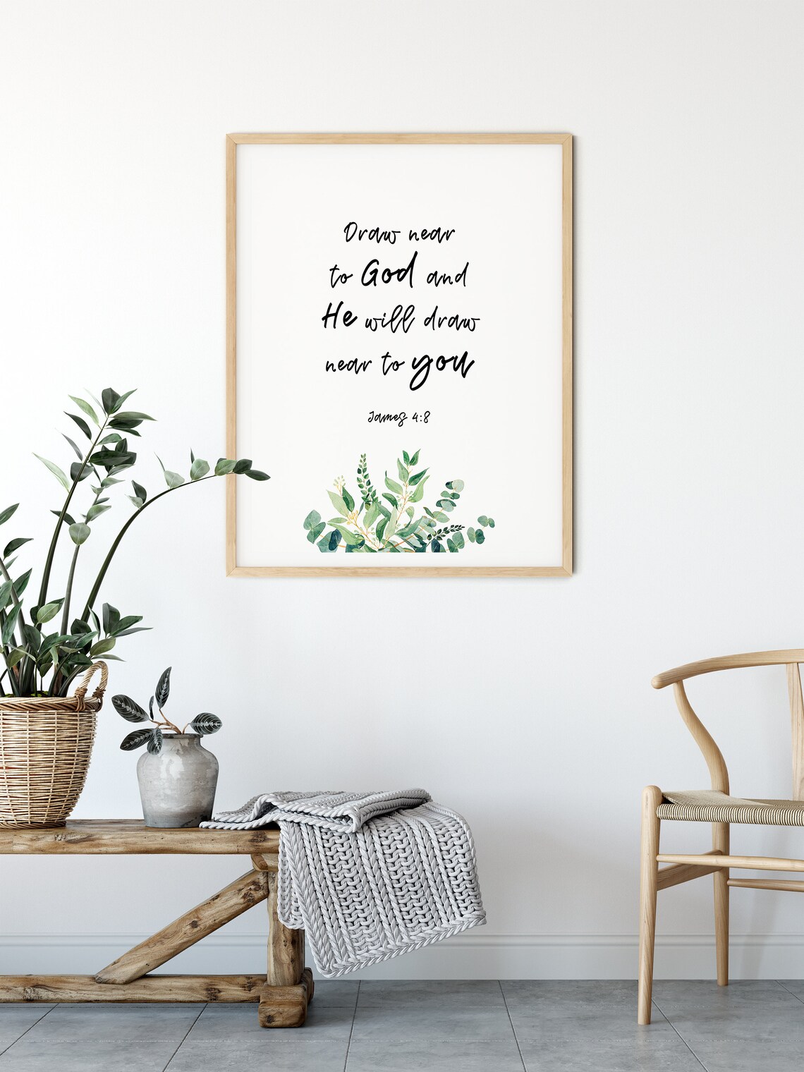 James 4:8 Bible Verse Wall Art, Draw Near to God, Christian Decor ...