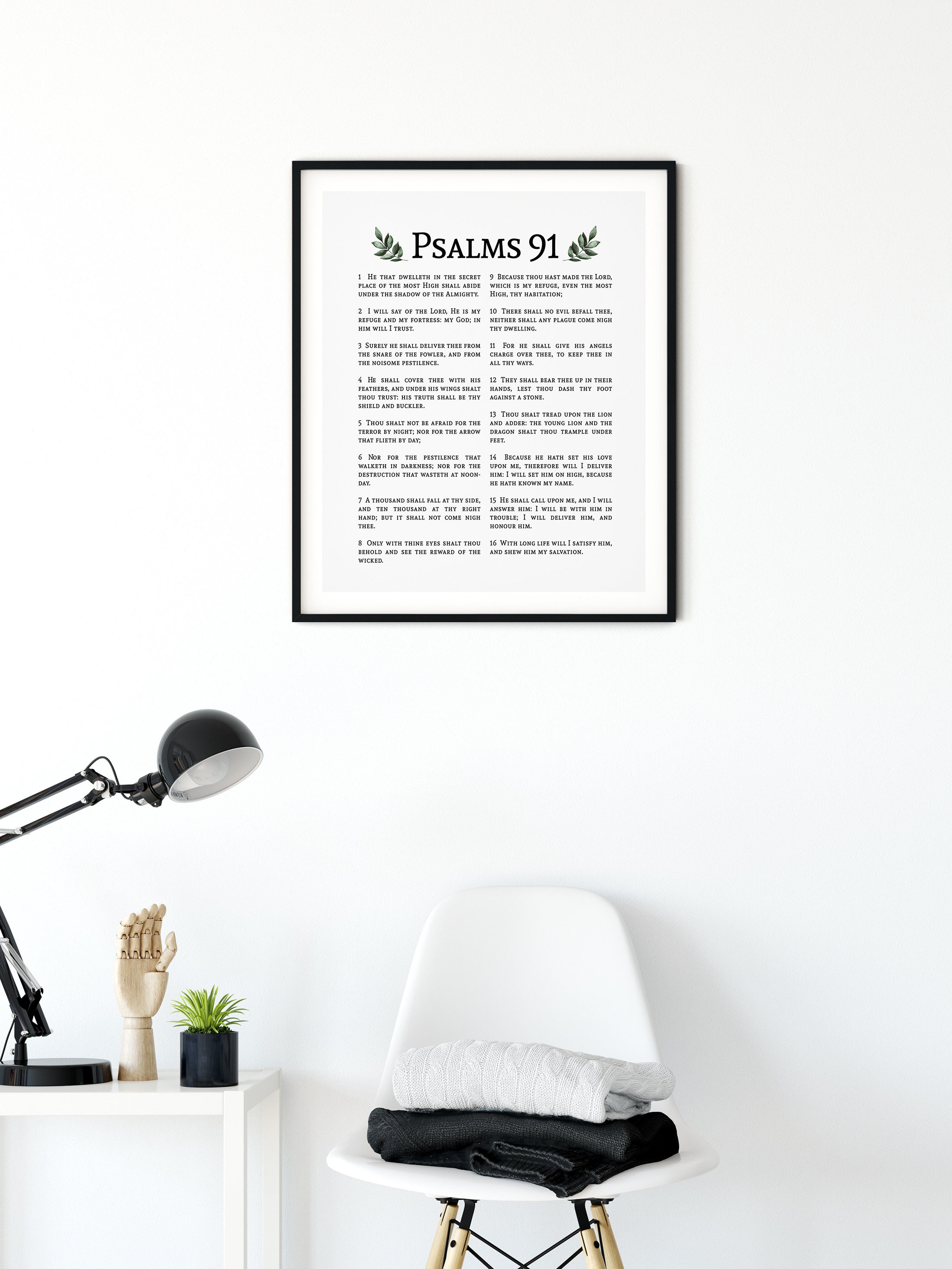 Psalms 91 KJV Bible Verse Wall Art, Nursery Bible Verse Decor ...