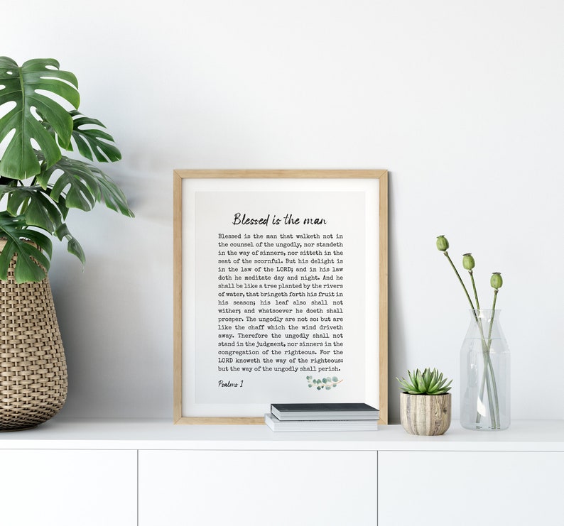 Psalms 1 Blessed is the Man Bible Verse Wall Art Printable - Etsy