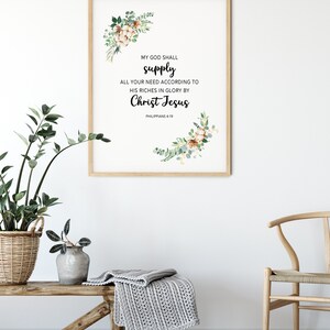 Philippians 4:19 Bible Verse Wall Art, Christian Wall Decor, Bible ...
