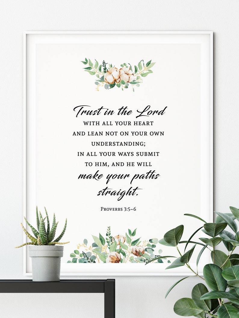Proverbs 3:5~6 Bible Verse Wall Art, Christian Gift, Bible Quote Wall ...