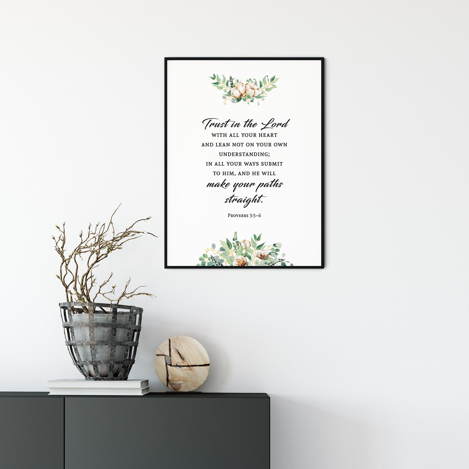 Proverbs 3:5~6 Bible Verse Wall Art, Christian Gift, Bible Quote Wall ...