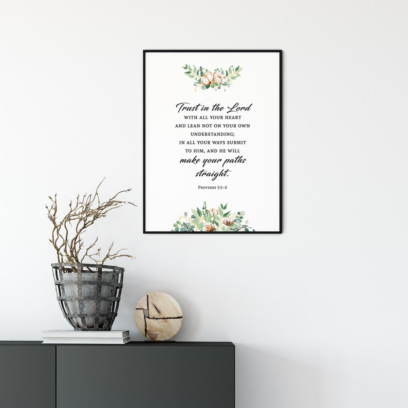 Proverbs 3:5~6 Bible Verse Wall Art, Christian Gift, Bible Quote Wall ...