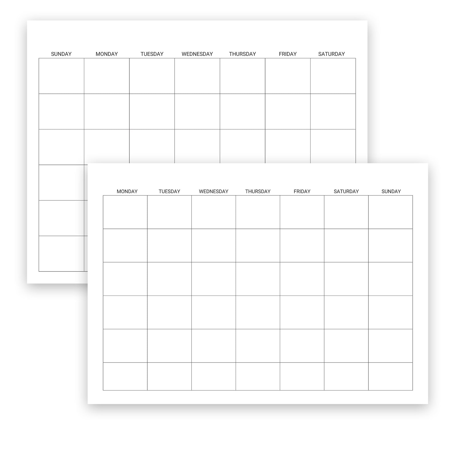 Blank Calendar Printable Page, Ready to Print Calendar, DIY Calendar ...