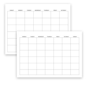 Blank Calendar Printable Page, Ready to Print Calendar, DIY Calendar ...