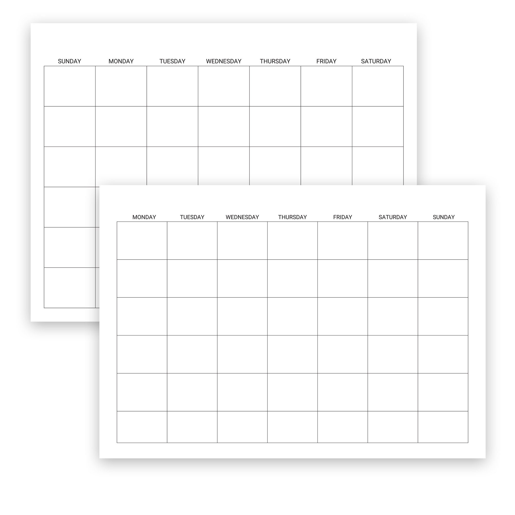 Blank Calendar Printable Page, Ready to Print Calendar, DIY Calendar ...