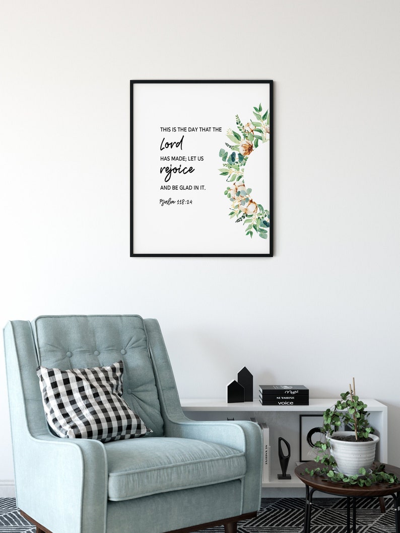 Psalm 118:24 Bible Verse Wall Art, Christian Wall Decor, Nursery Bible ...