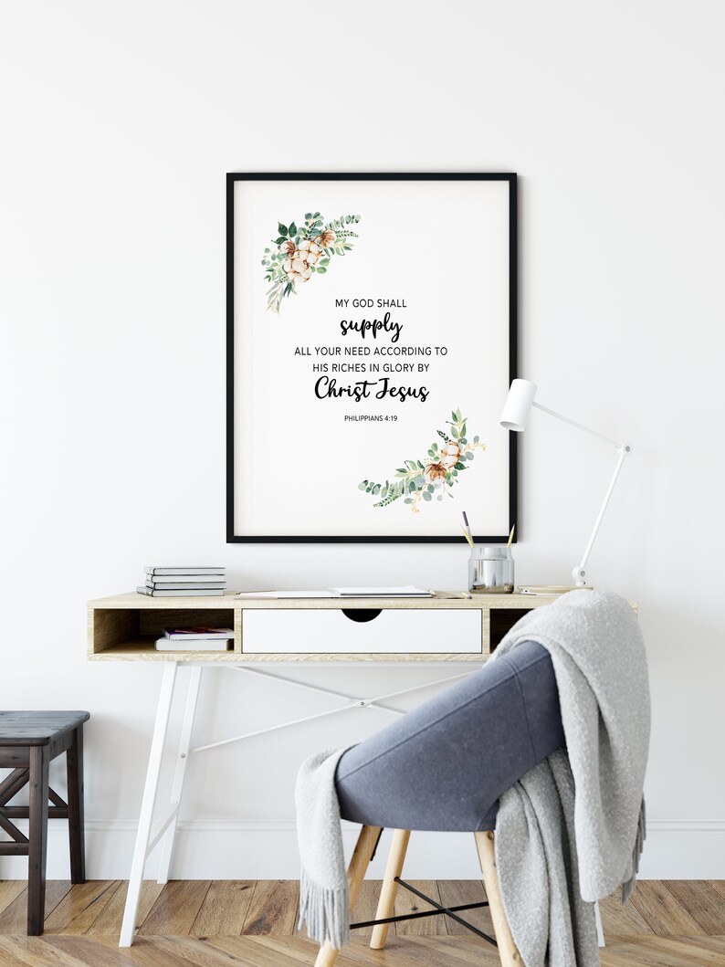 Philippians 4:19 Bible Verse Wall Art Christian Wall Decor - Etsy