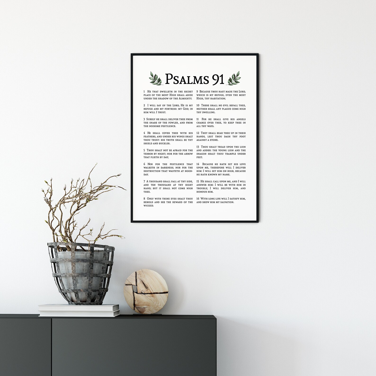 Psalms 91 KJV Bible Verse Wall Art, Nursery Bible Verse Decor ...