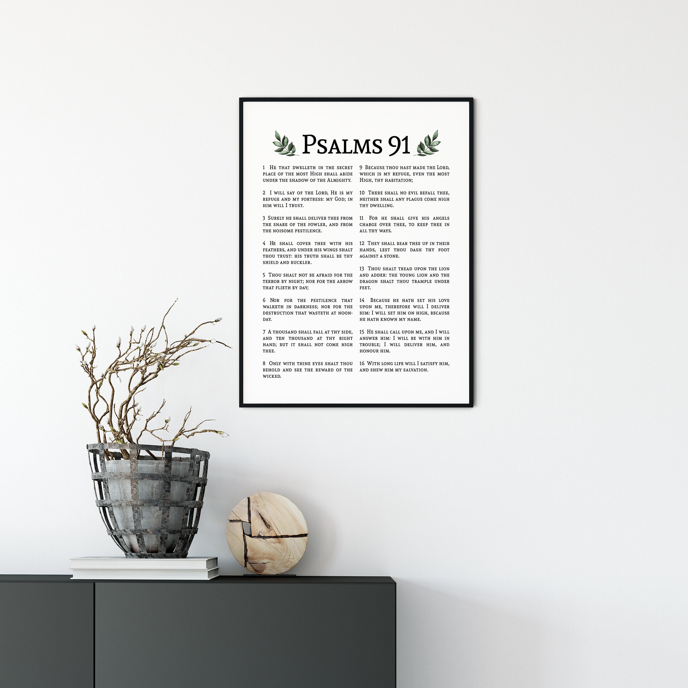 Psalms 91 KJV Bible Verse Wall Art, Nursery Bible Verse Decor ...