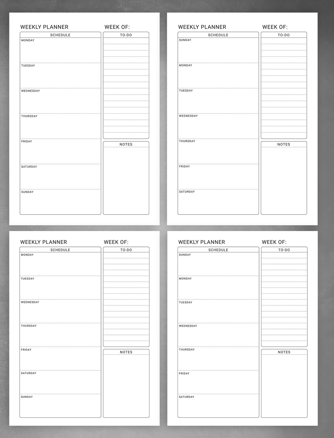 Printable Minimalist Weekly Planner, Weekly Schedule, Weekly Agenda ...