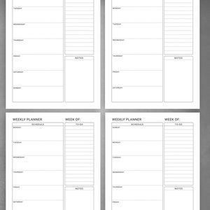 Printable Minimalist Weekly Planner, Weekly Schedule, Weekly Agenda ...