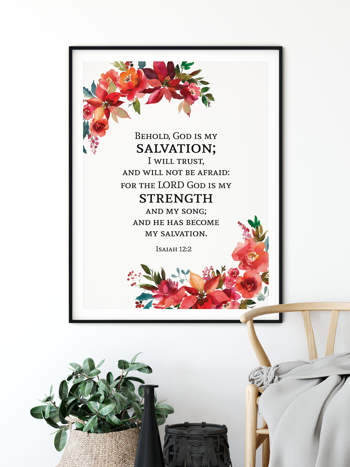 Isaiah 12:2 Bible Verse Wall Art, Nursery Bible Verse Wall Art ...