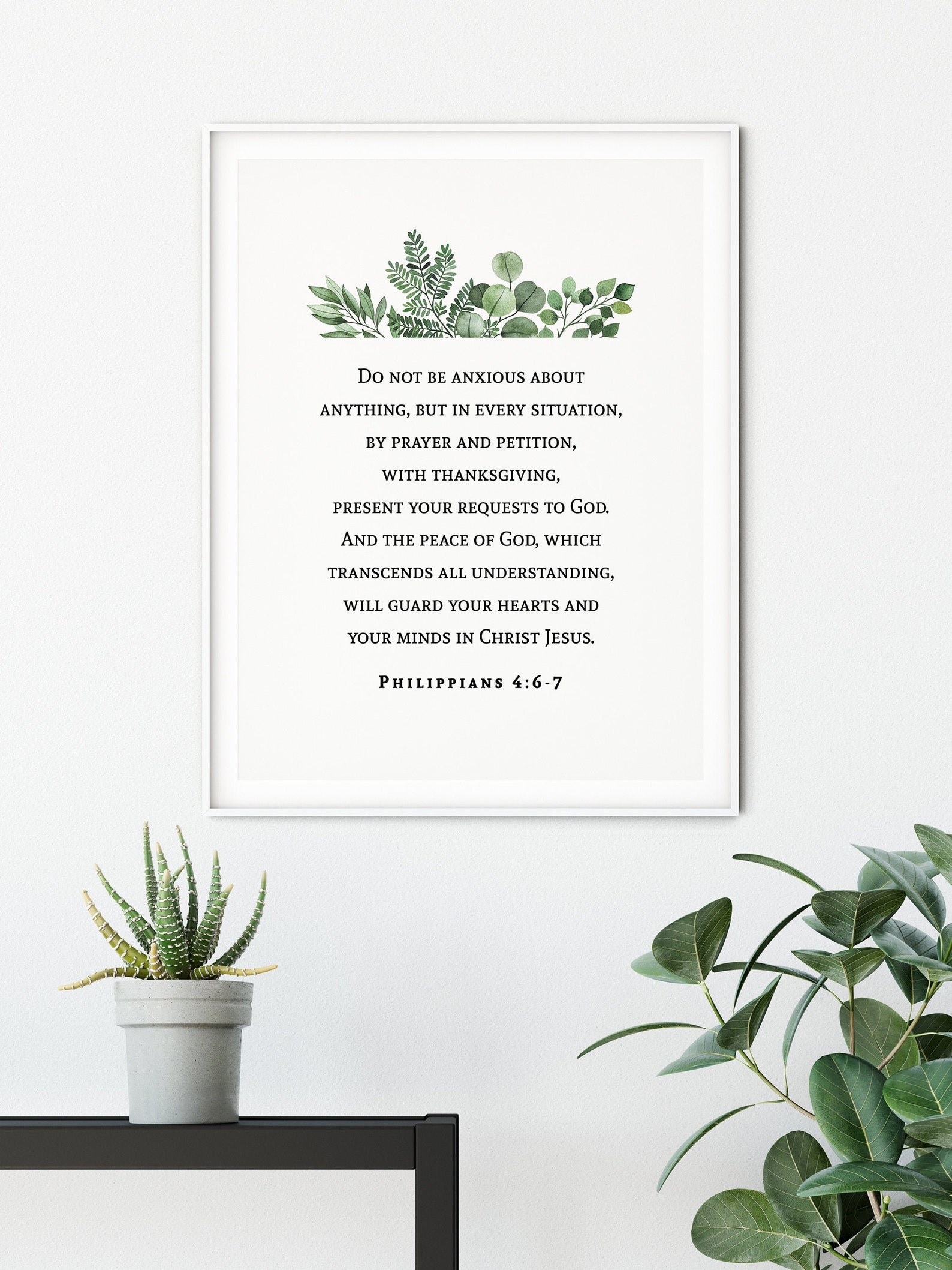 Philippians 4:6-7 Bible Verse Printable Wall Art, Quotes Wall Decor ...