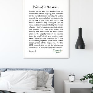 Psalms 1 Blessed is the Man Bible Verse Wall Art Printable, Christian ...