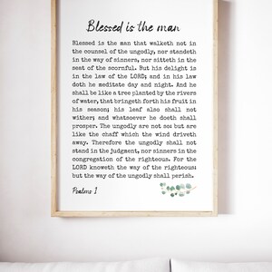 Psalms 1 Blessed is the Man Bible Verse Wall Art Printable, Christian ...