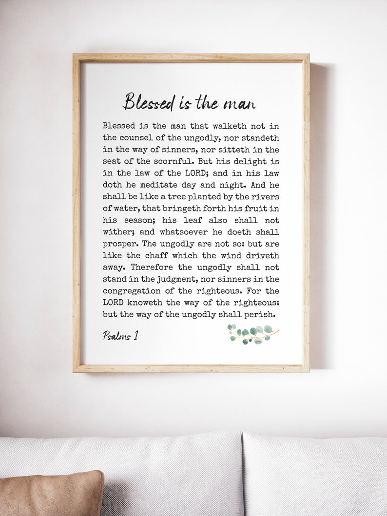 Psalms 1 Blessed is the Man Bible Verse Wall Art Printable - Etsy