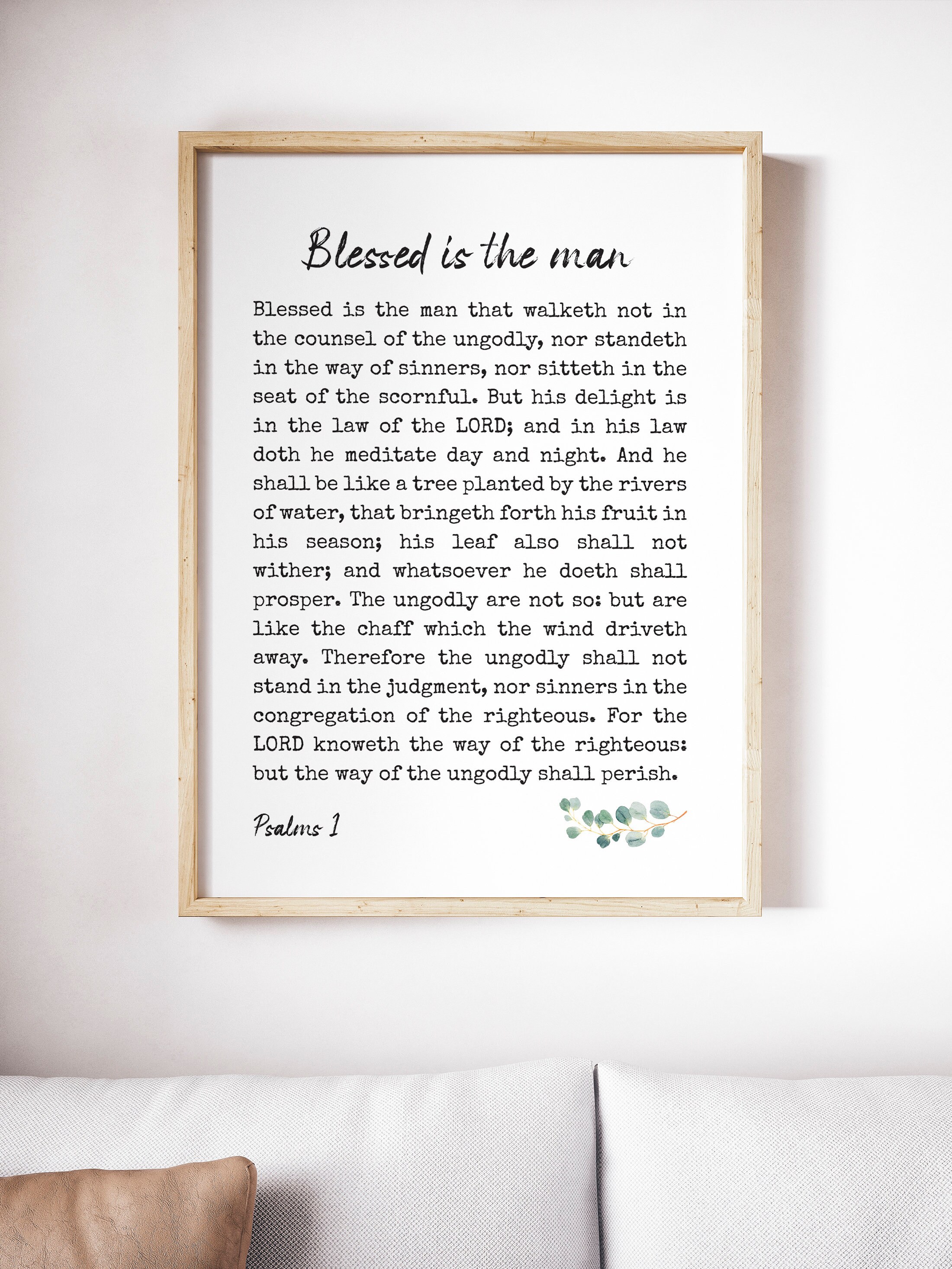 Psalms 1 Blessed is the Man Bible Verse Wall Art Printable, Christian ...