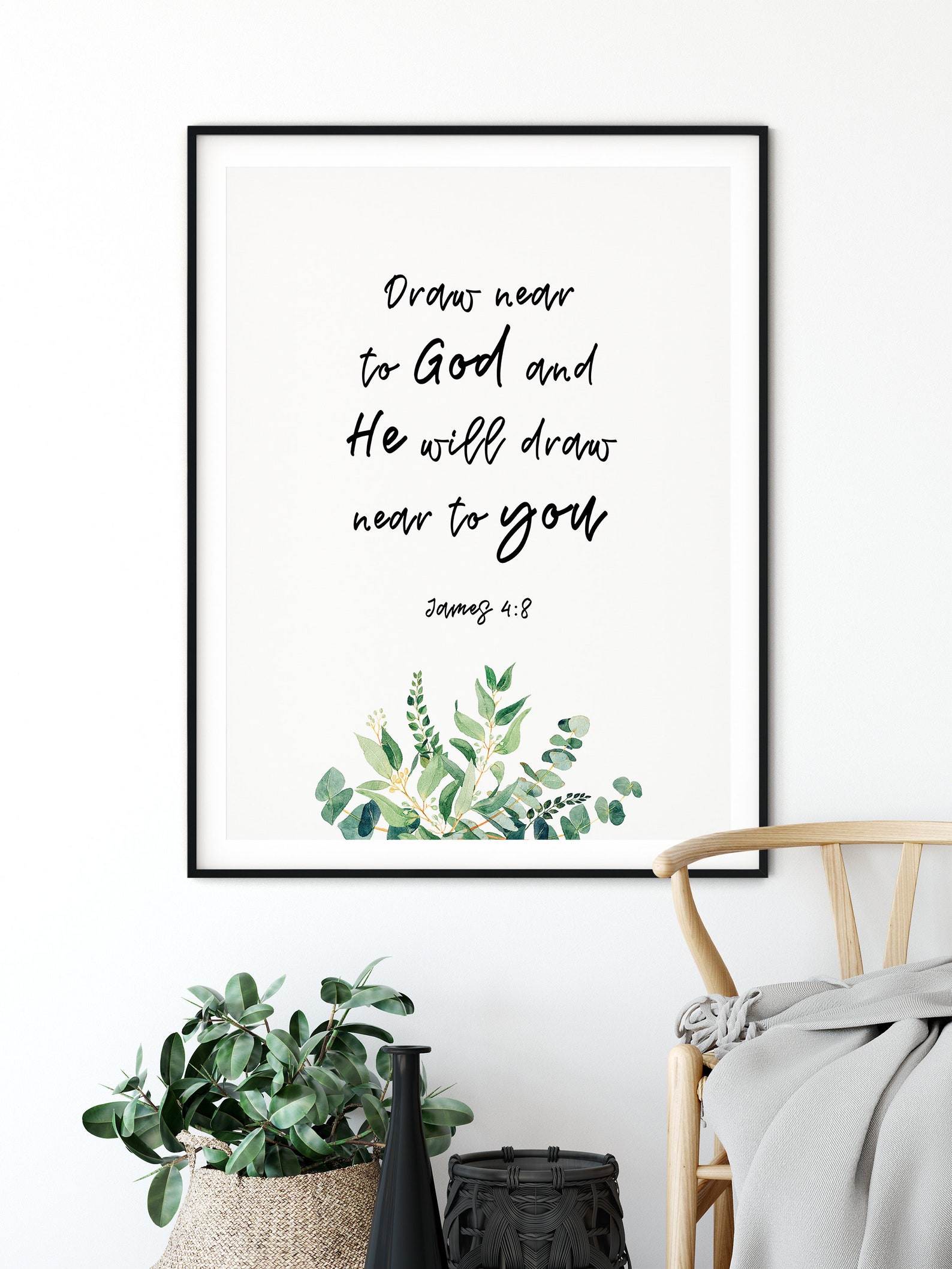 James 4:8 Bible Verse Wall Art, Draw Near to God, Christian Decor ...