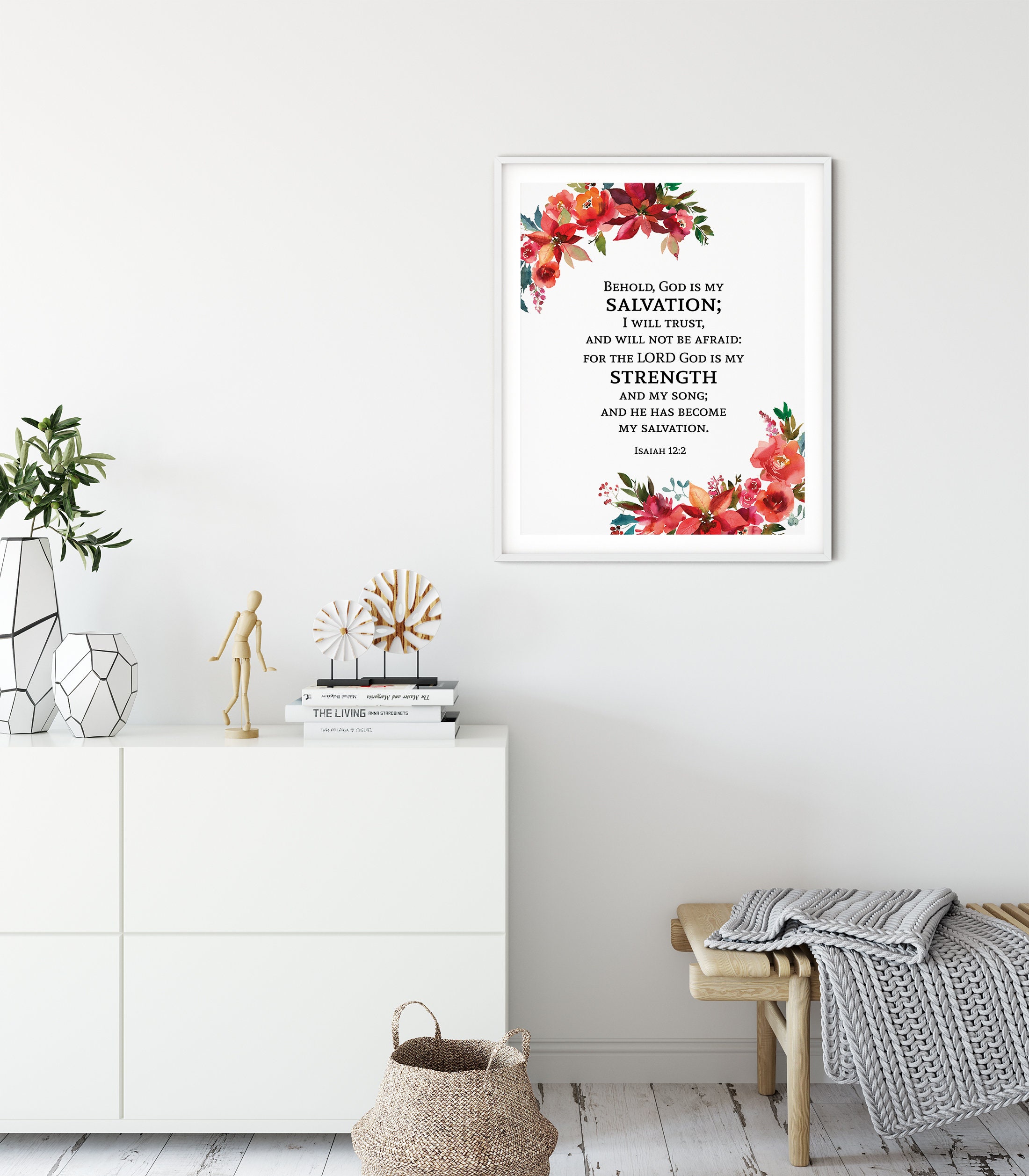 Isaiah 12:2 Bible Verse Wall Art, Nursery Bible Verse Wall Art ...