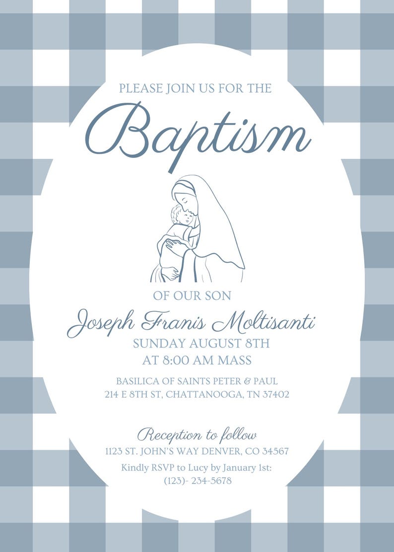 Catholic Baptism Invitation Template, Editable Canva Design, Religious ...