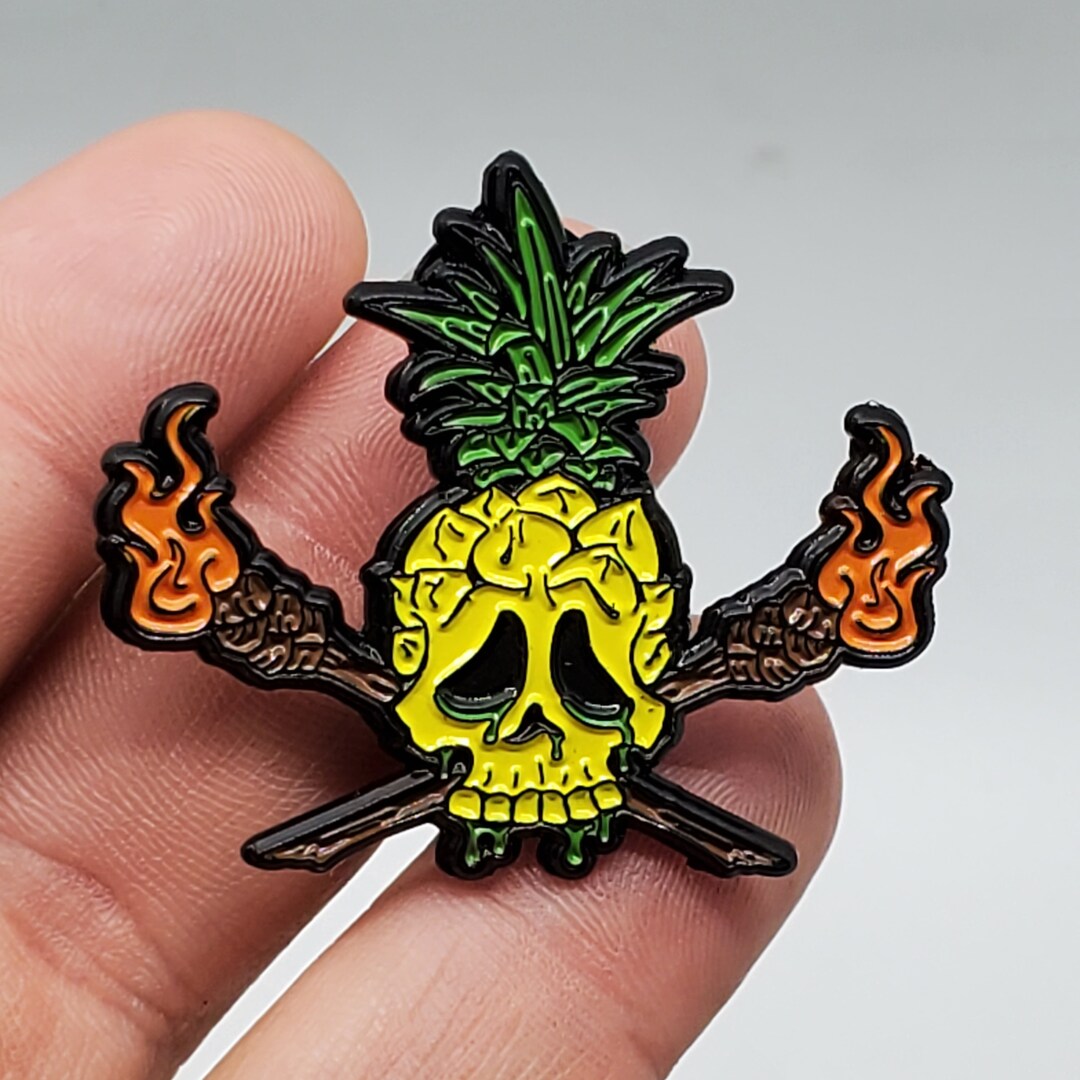 ROTTEN Pin Series #1 - Pineapple Skull With Tiki Torches *limited ...
