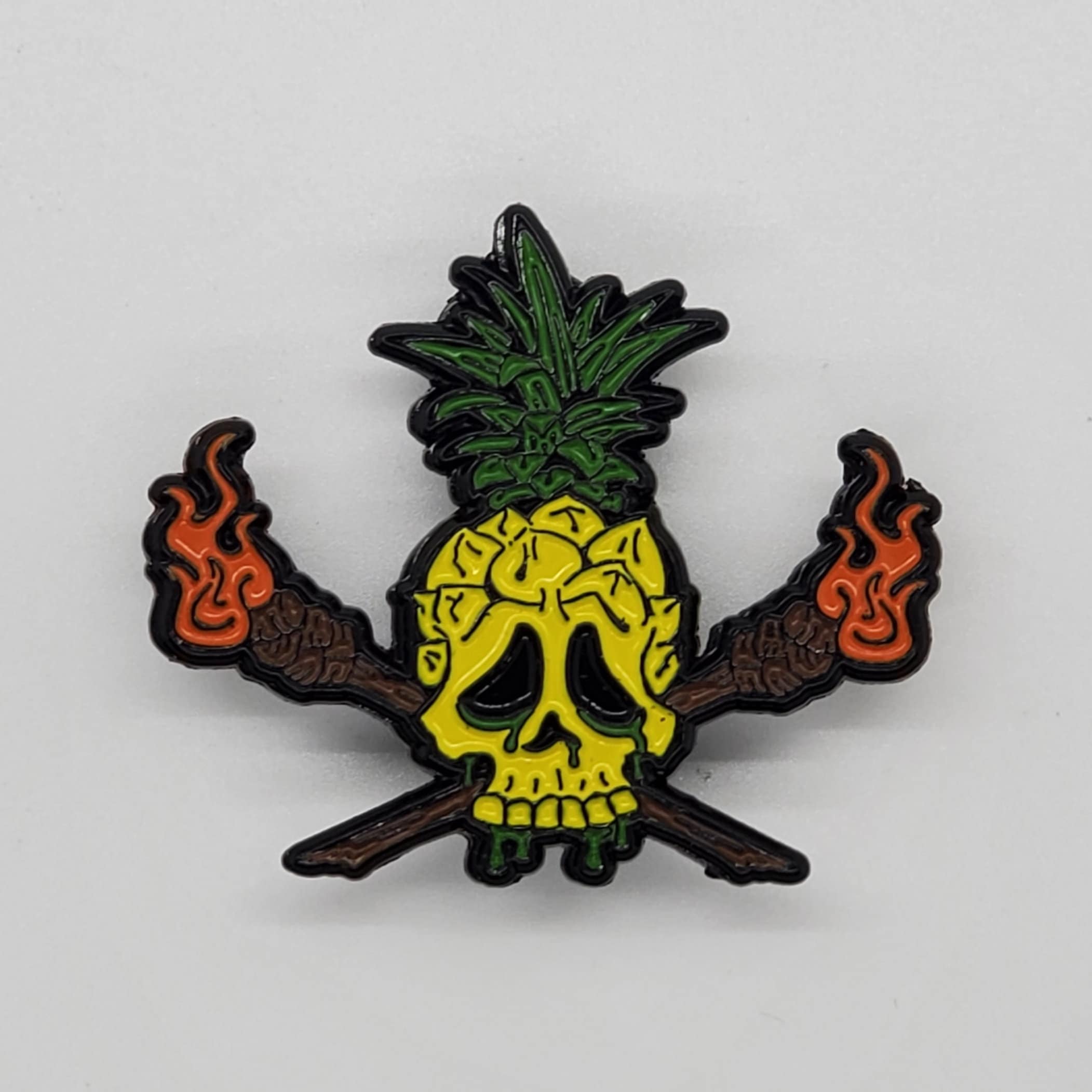 ROTTEN Pin Series 1 Pineapple Skull with Tiki Torches | Etsy