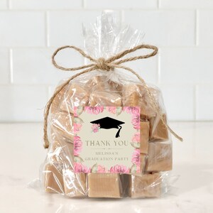Pink Floral Graduation Party Thank You Favor Stickers or Tags Girl's ...
