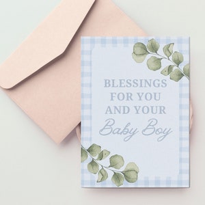 Blue Baby Boy Greeting Card Gift Idea for New Mom or Sip and See ...