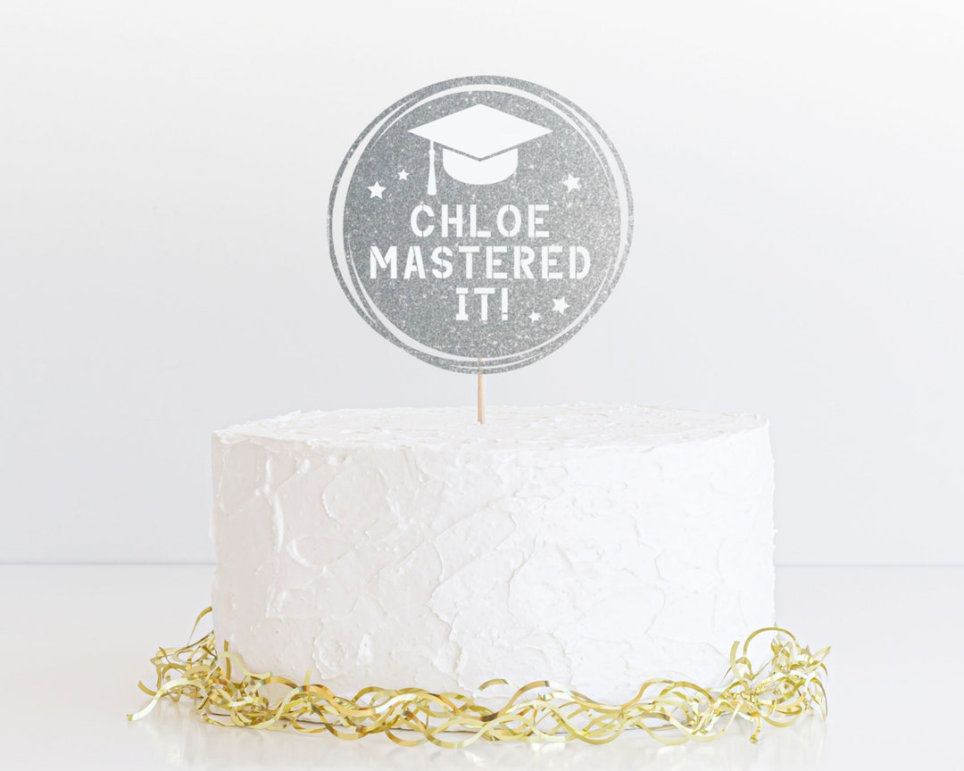 Personalized Name Mastered It Cake Topper Grad Cap Glitter Cake ...